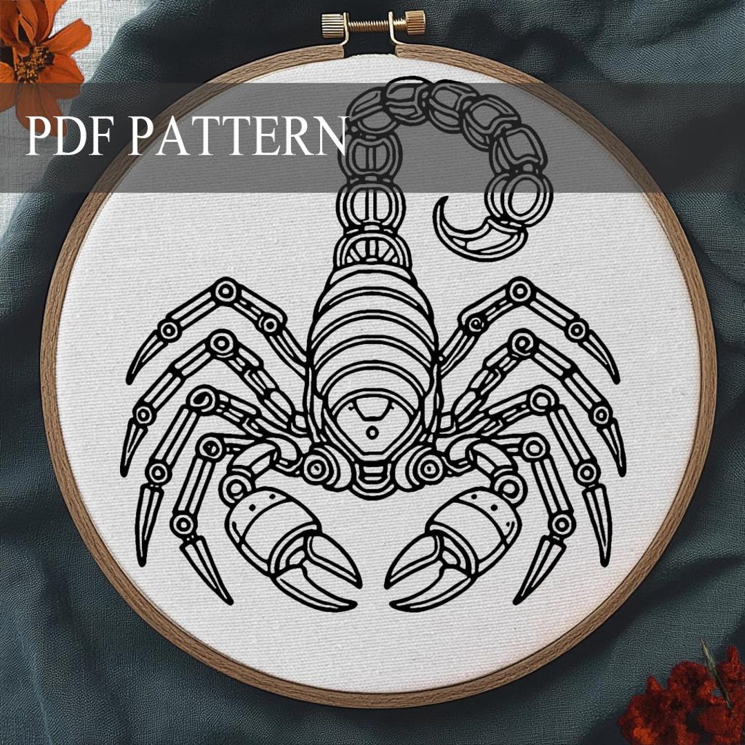 Mechanical Scorpion Printable Pattern, Hand Embroidery and Cross-stitch ...