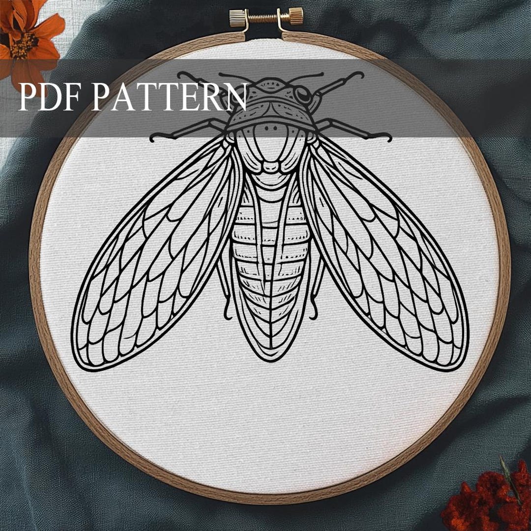 Cicada Printable Pattern, Hand Embroidery, Cross Stitch Pattern PDF ...