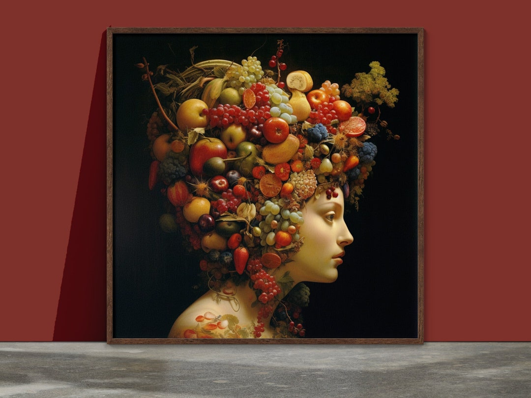 Arcimboldo-inspired Poster, Multicolor Fruit and Vegetables Portrait ...