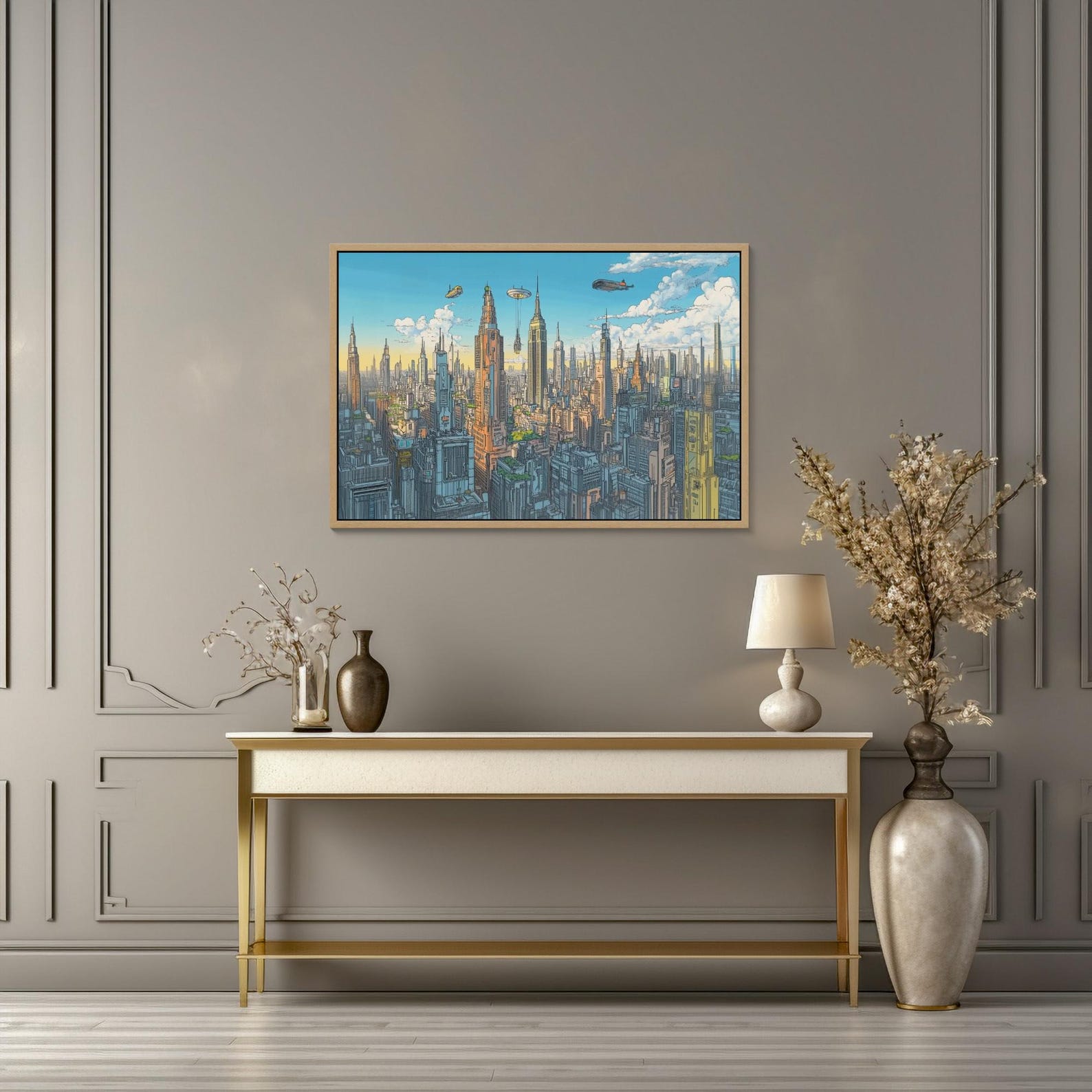 Futuristic City Print, Moebius Inspired Sci-fi Skyline Art, Cyberpunk ...