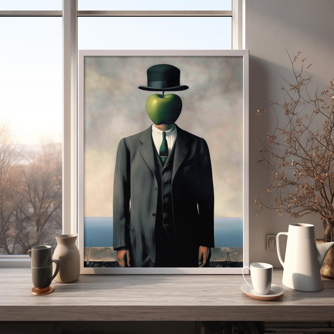 Surrealist Apple Head Man Print: Magritte Inspired Symbolism - Etsy