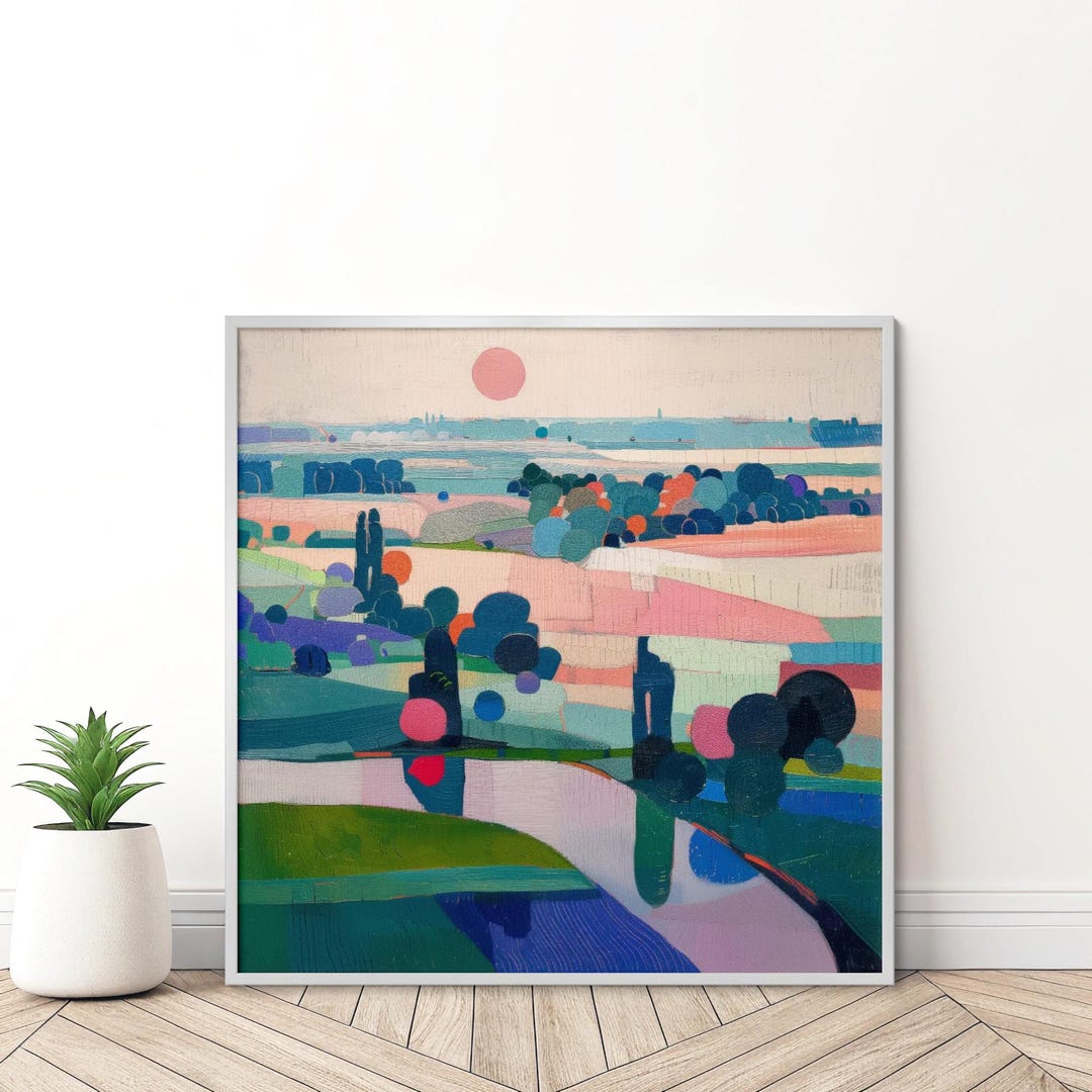 Pink Fauvism Landscape Print: Abstract Organic Forms, French Art ...