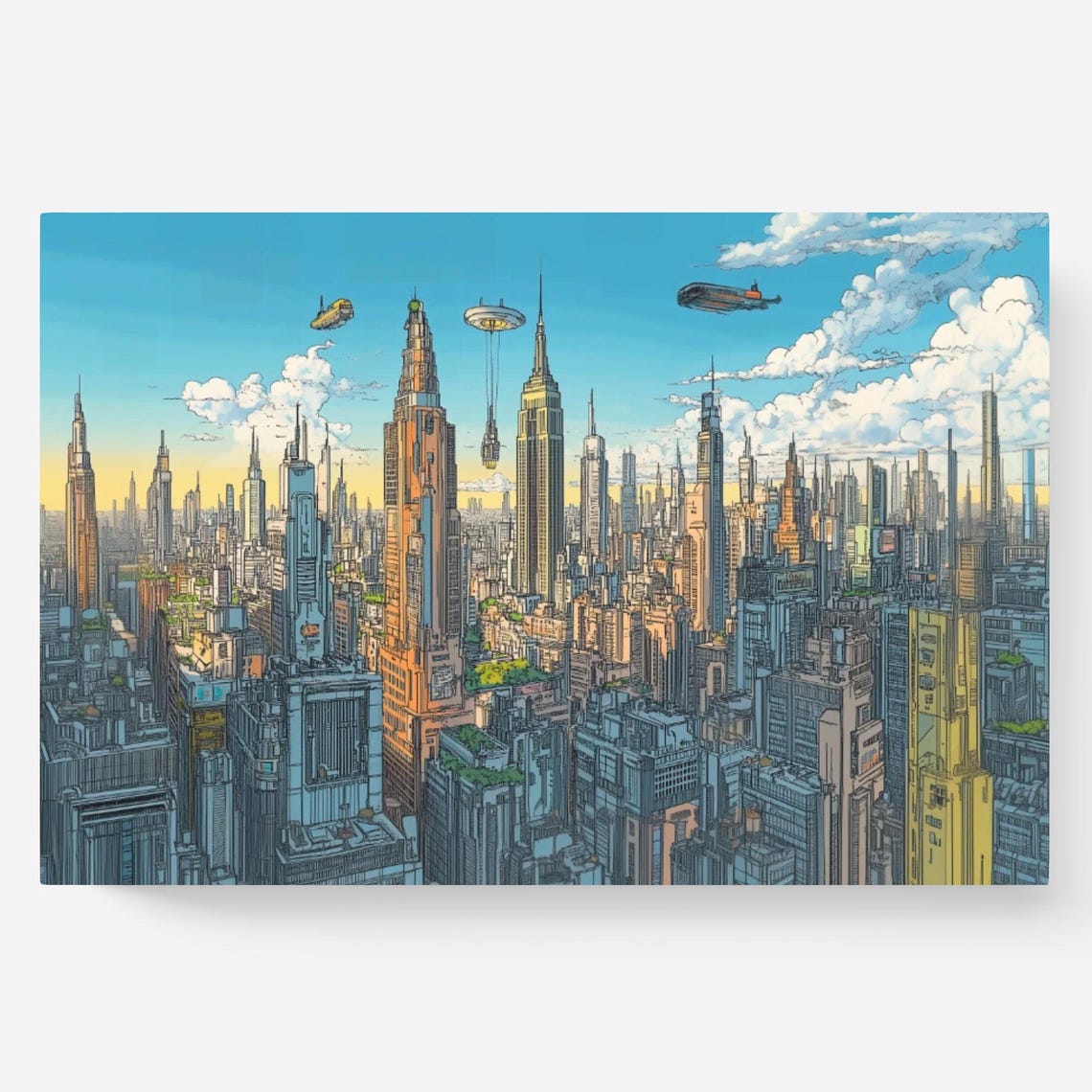 Futuristic City Print, Moebius Inspired Sci-fi Skyline Art, Cyberpunk ...