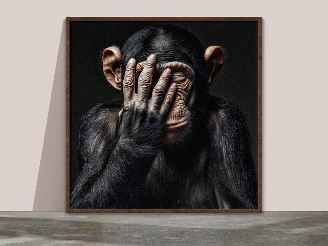 Funny Chimp Portrait Wall Art Photo Poster, Inspired by Tim Flach and ...