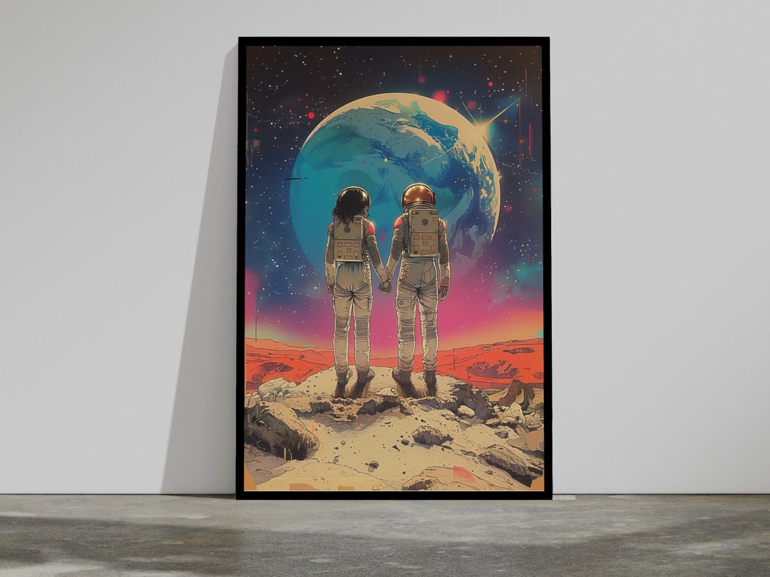 Lovers in Space Art Print: Sci-fi Cosmic Romance, Galaxy Wall Decor - Etsy