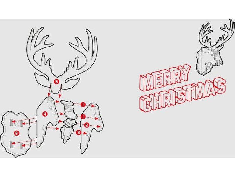 Christmas Reindeer Kit Card | 3D Printed | DIY Reindeer Kit - Etsy