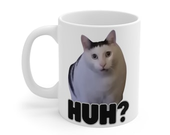 Ceramic Huh Cat Meme Mug 11oz - Etsy
