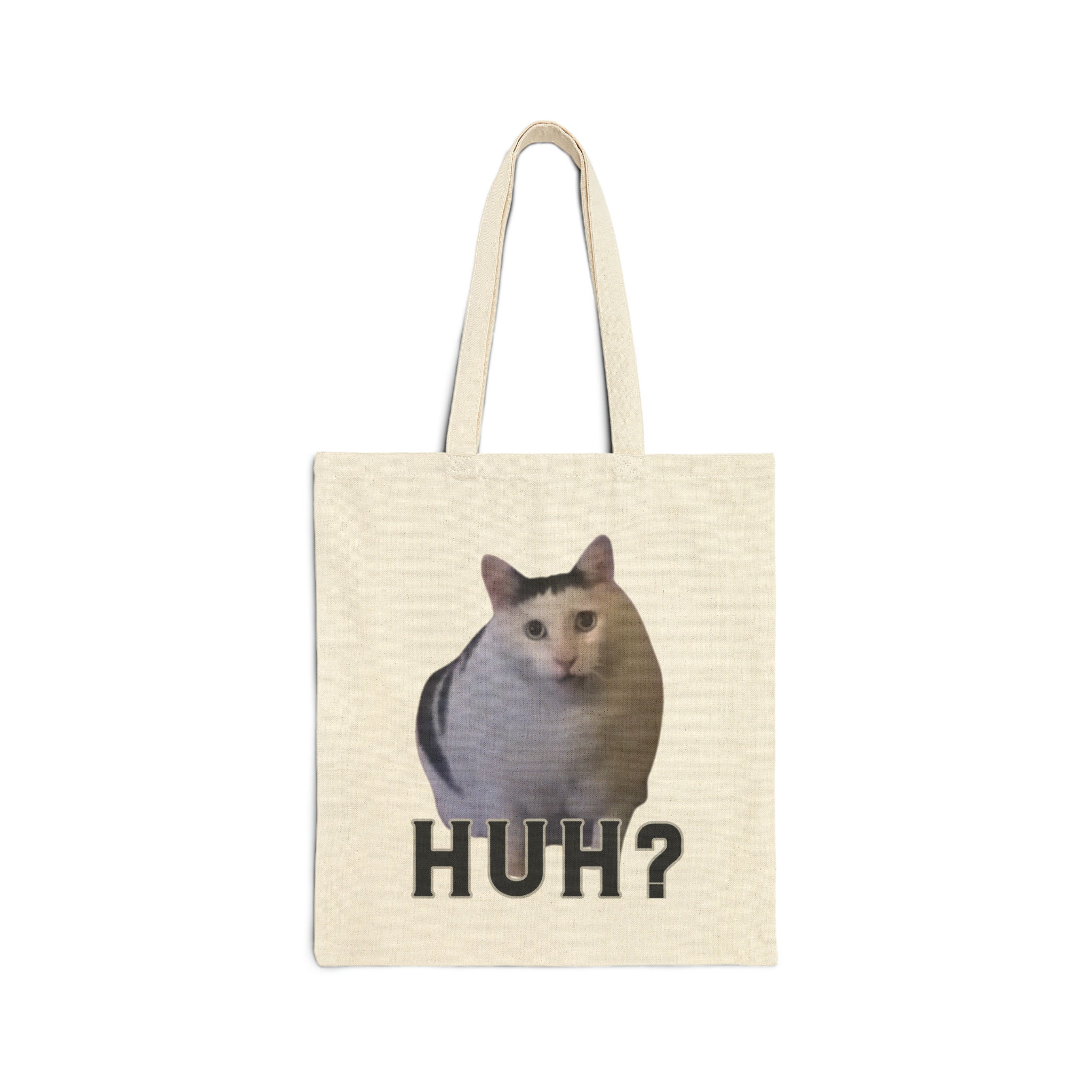 Huh Cat Funny Meme Cotton Canvas Tote Bag From Instagram Twitter Tiktok ...