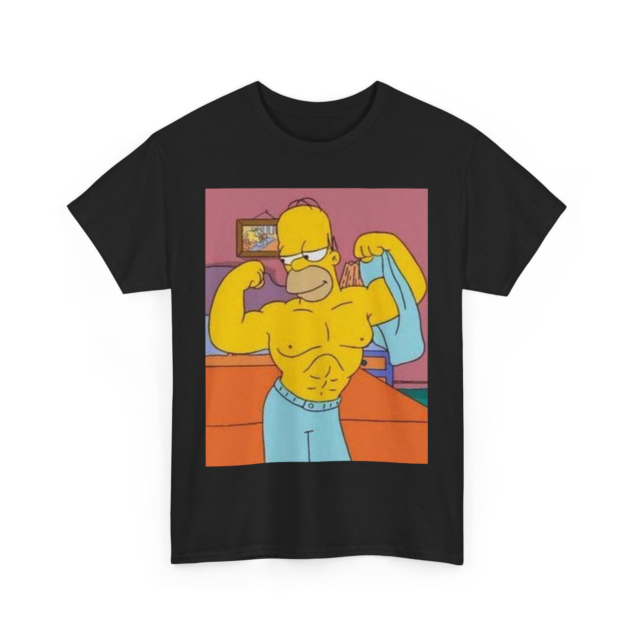 Muscular Homer Simpson Meme Unisex Tee Gym Rat Tshirt for Meme Fans ...