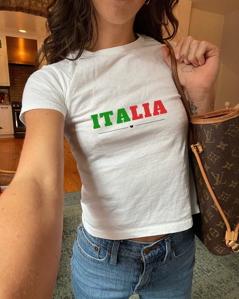 Italy Baby Tee, Baby Crop Tee, 2000s Clothing, Y2k Crop Top, Y2k Baby ...