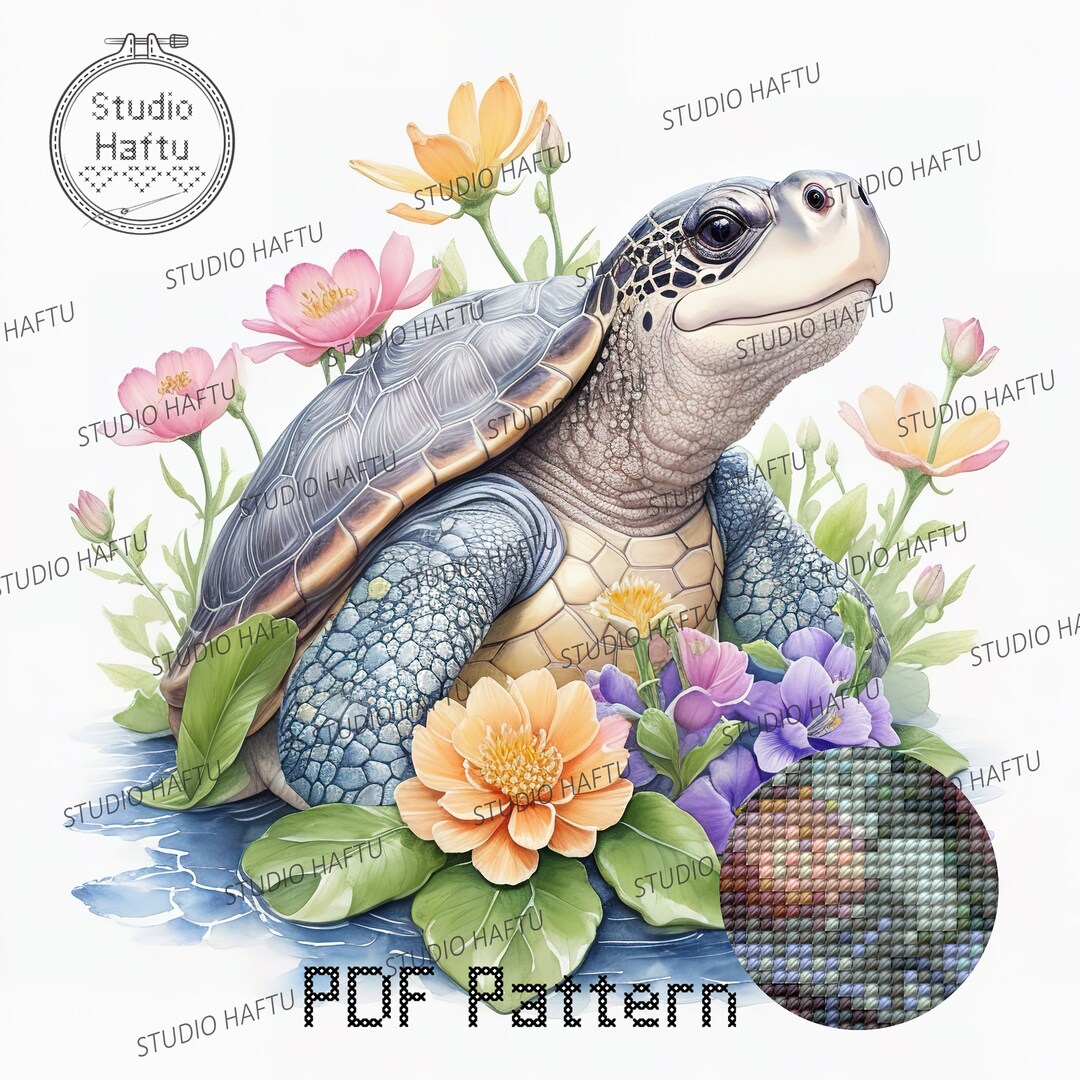 Sea Turtle Cross Stitch Pattern Instant PDF Download - Baby Sea Turtle ...