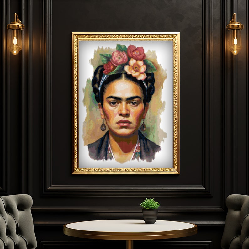 Frida Kahlo Cross Stitch Pattern, Modern Collage Portrait DIY ...