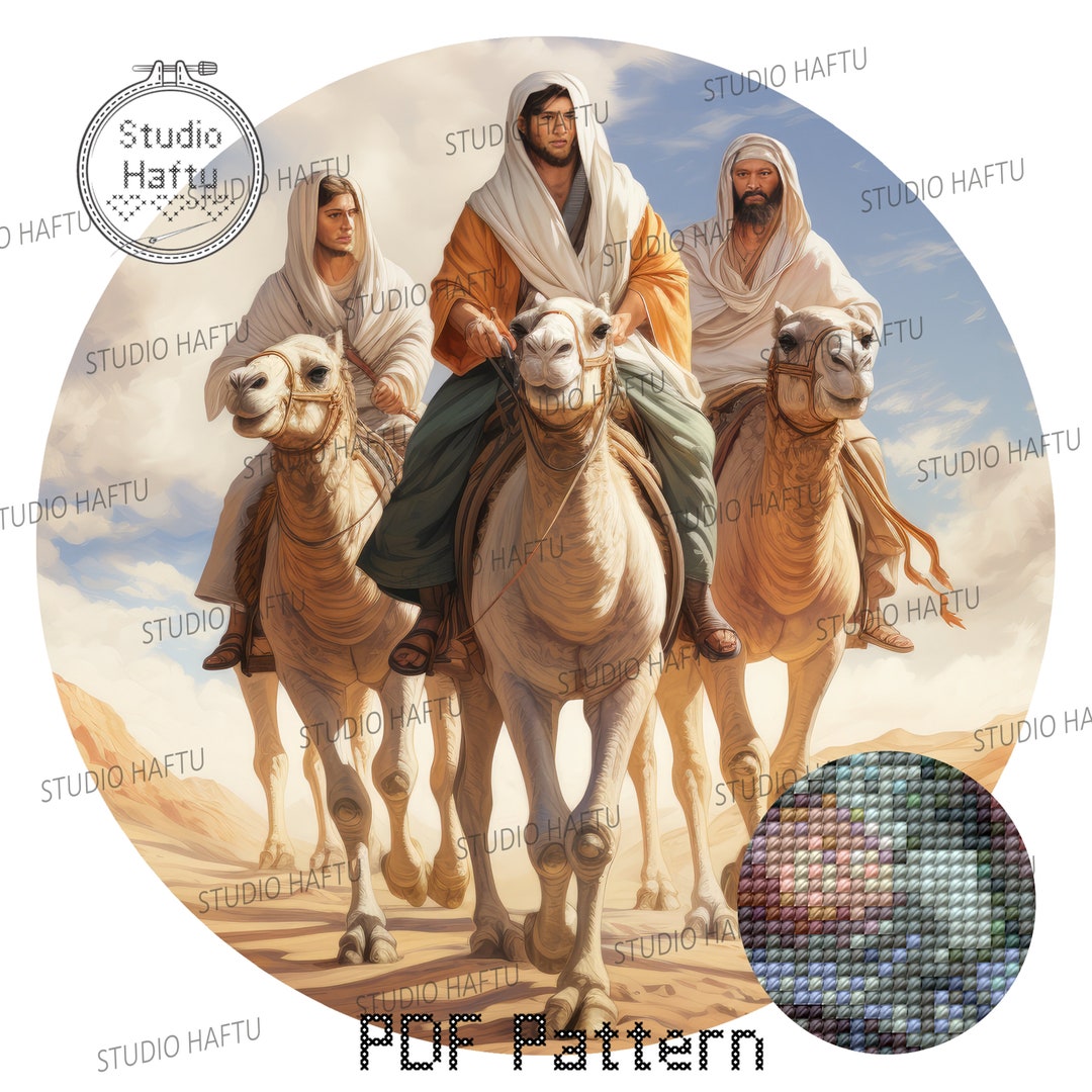 Three Prophets Riding Camel Cross Stitch Pattern - Religious DIY ...