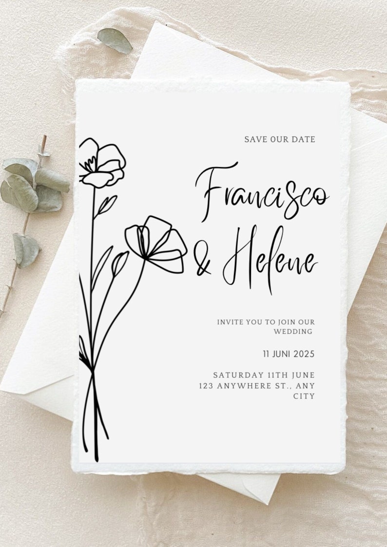 Minimalist Wedding Invitation - Etsy