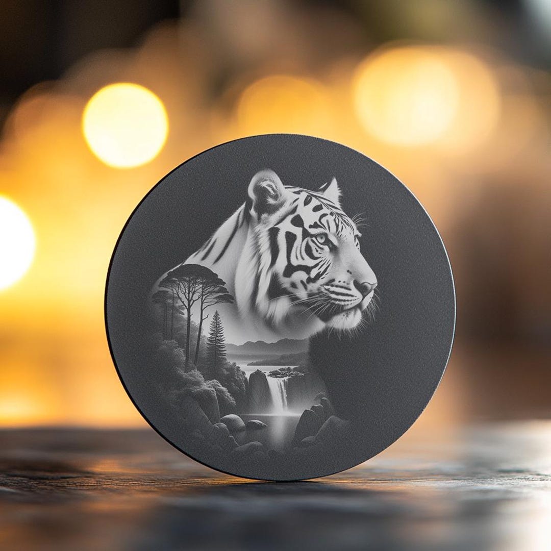 Wild Animals Tiger Design, Slate Coaster Laser Engraving File, PNG ...