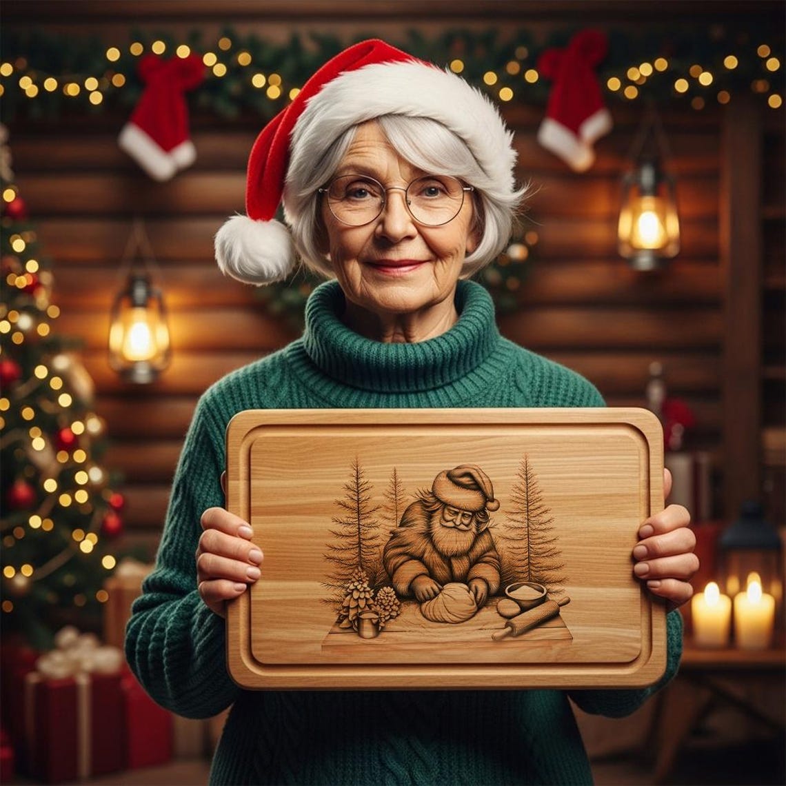 Christmas Santa Laser Engraving File, Charcuterie Board Design for ...