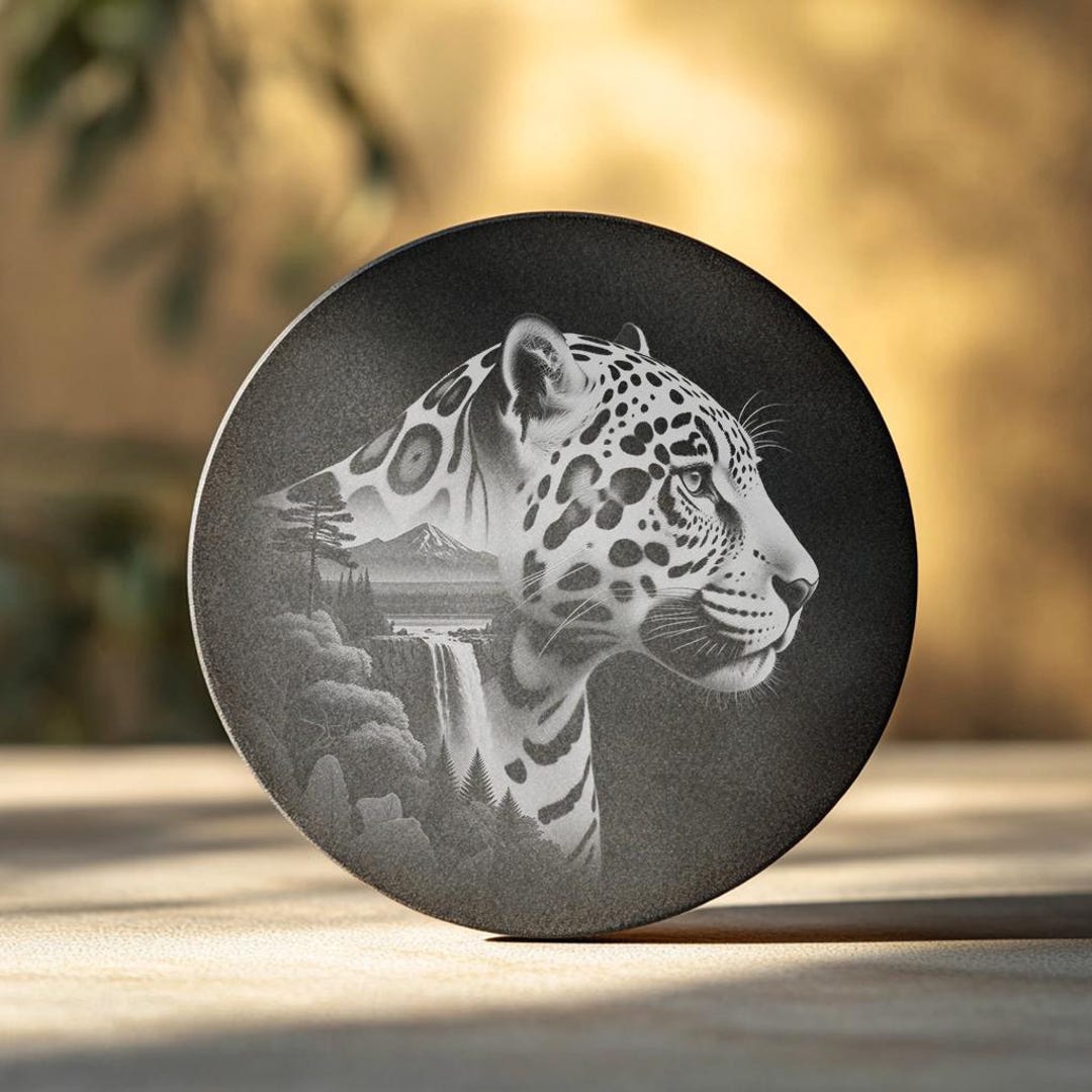 Jaguar Slate Coaster Png, Laser Engraving Design, Wild Animal Art for ...