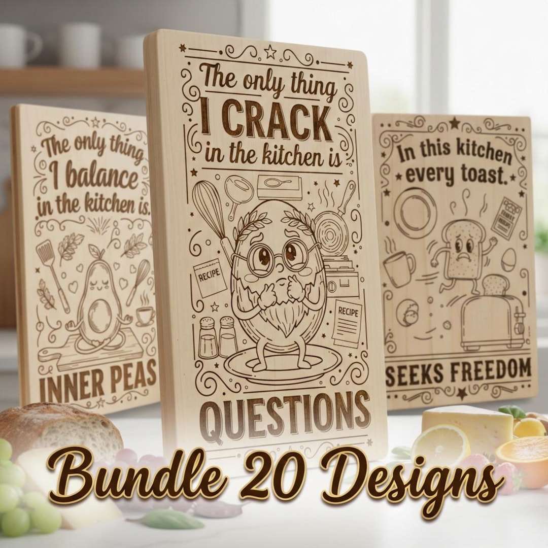 Cutting Board SVG Engraving File Bundle, Retro Kitchen SVG for ...