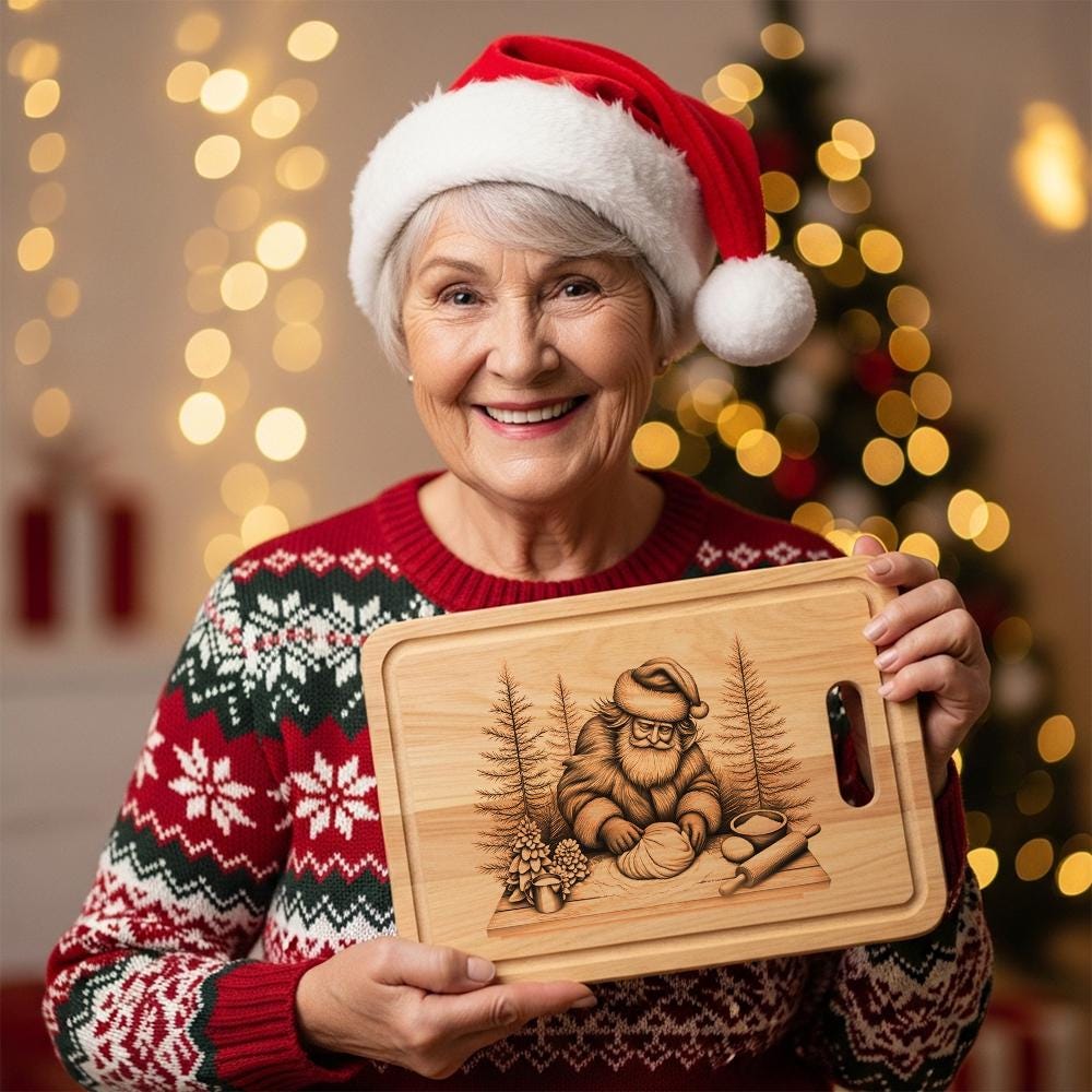 Christmas Santa Laser Engraving File, Charcuterie Board Design for ...