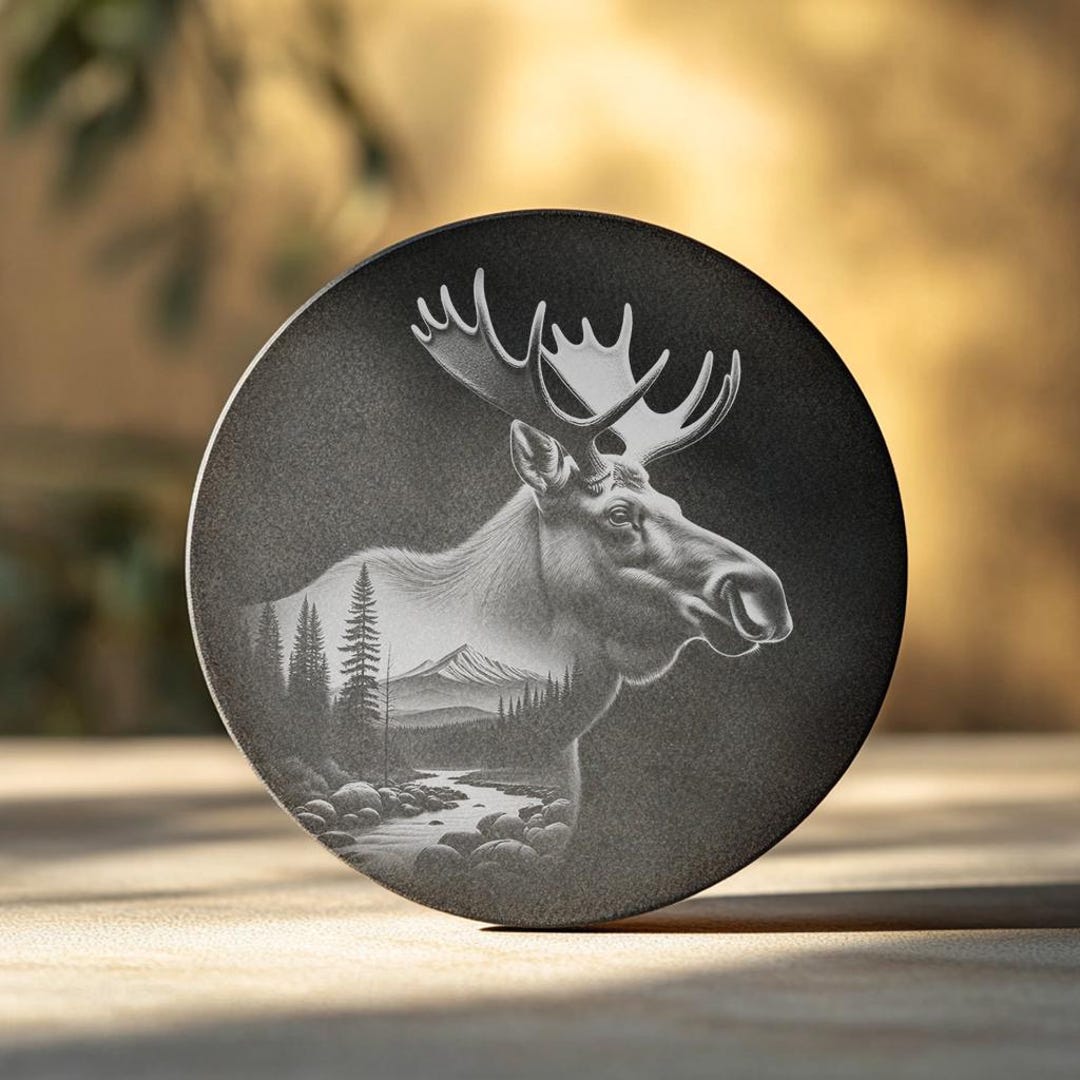 Moose Engraving Laser File for Slate Coasters, Wild Animal Design for ...