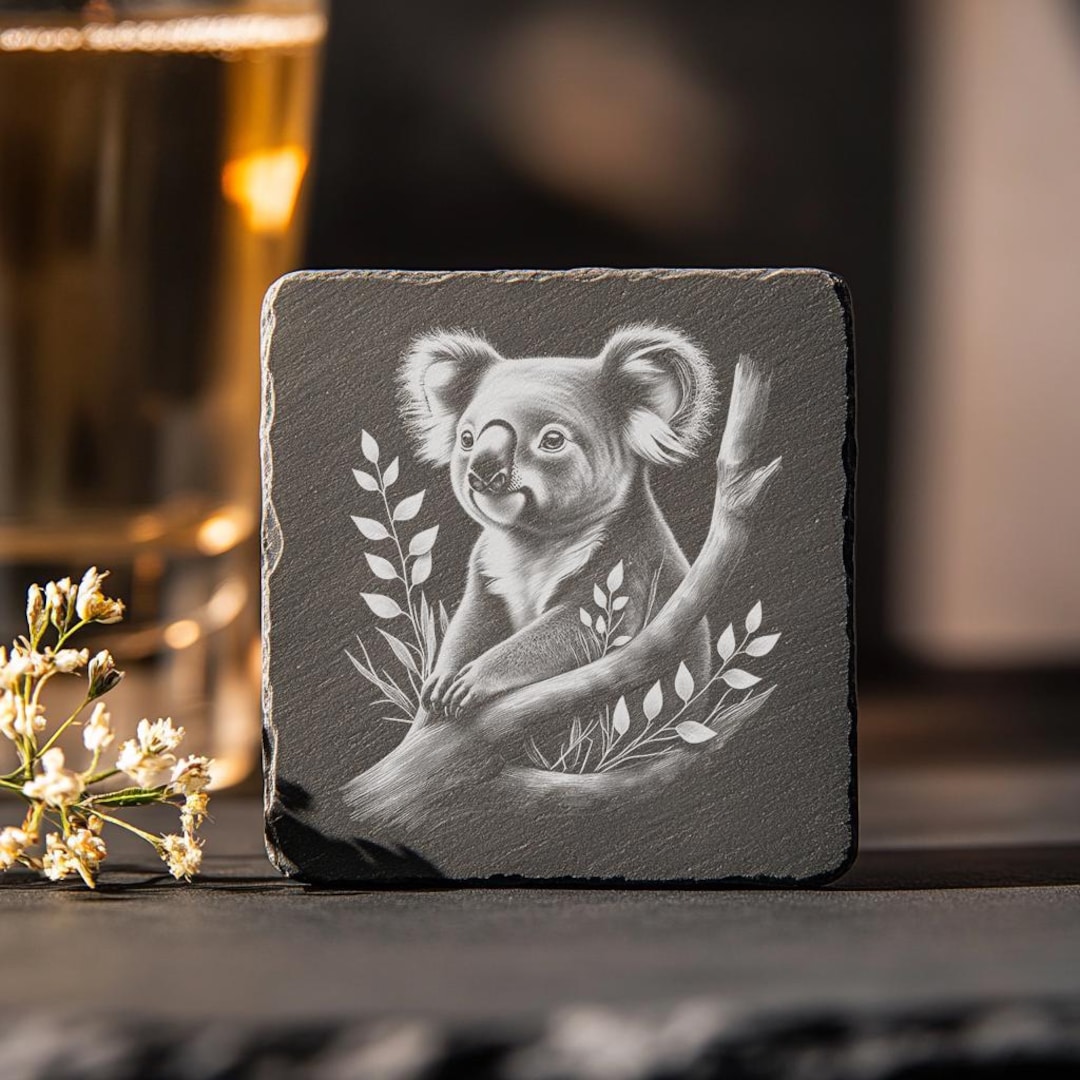 Koala Slate Coaster PNG, Laser Engraving Design, Animal Art File for ...