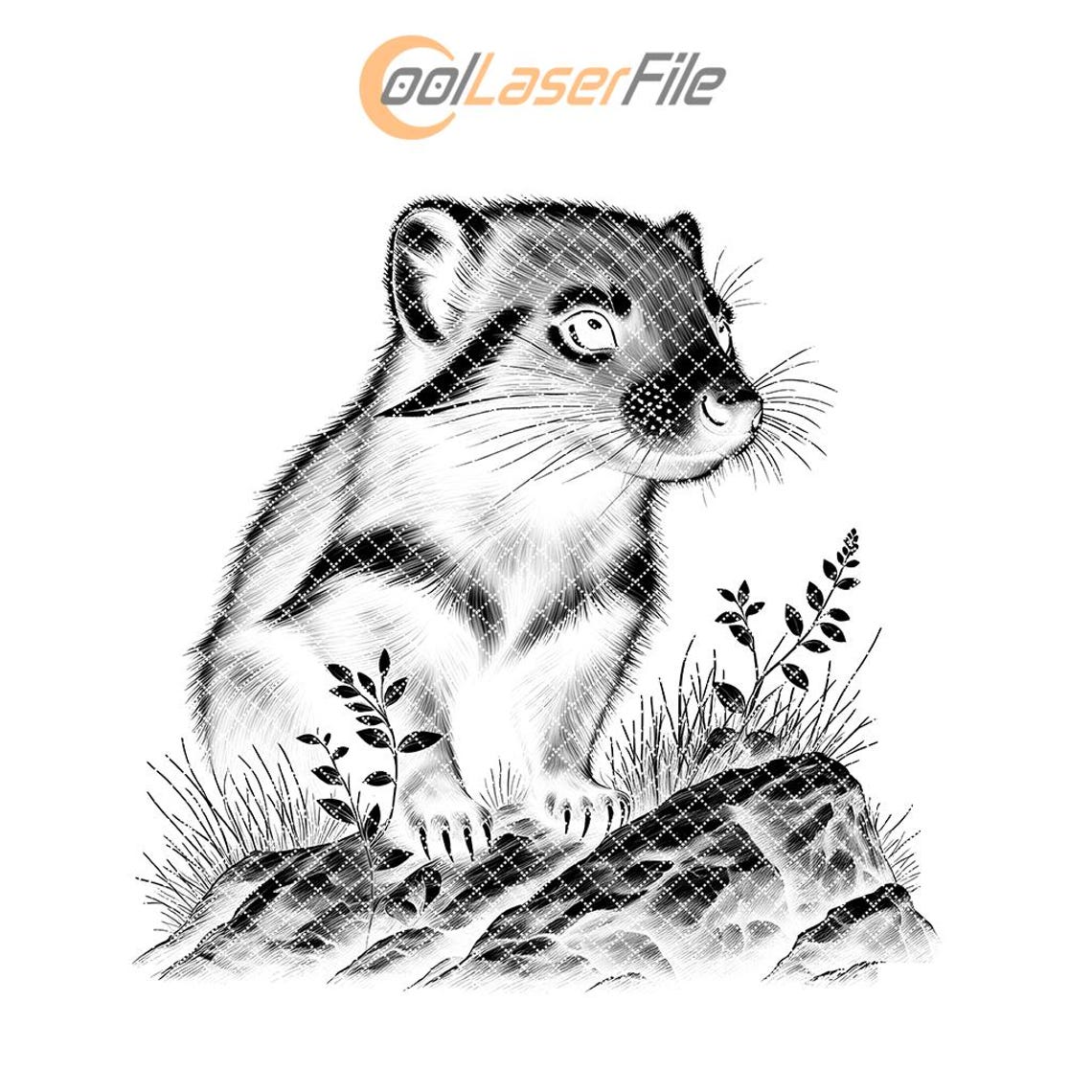 Weasel Slate Coaster Laser File, Engraved Decor PNG, DIY Engraving Gift ...