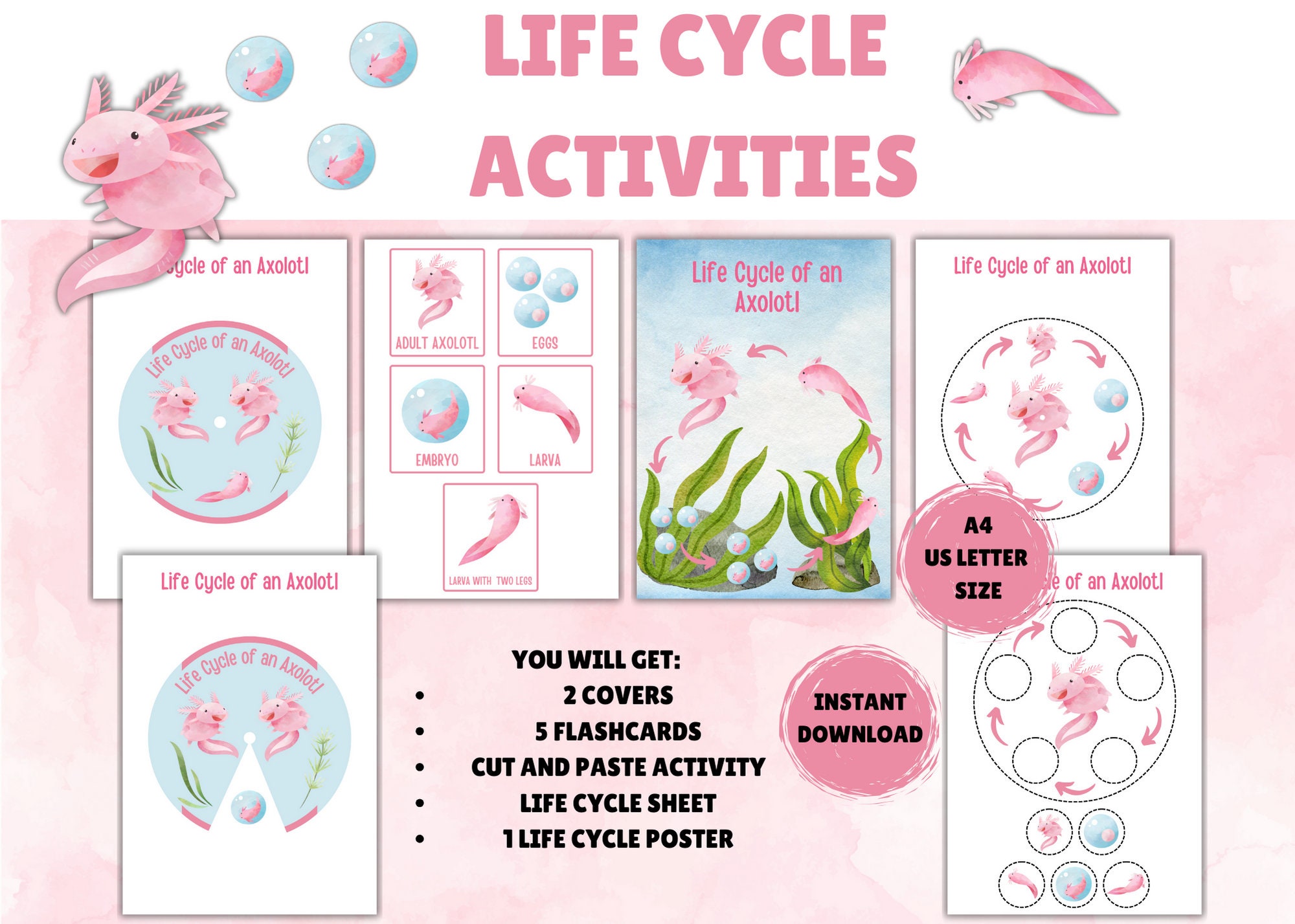 Axolotl Activities Pack. Axolotl Mini Study. Axolotl Printables ...