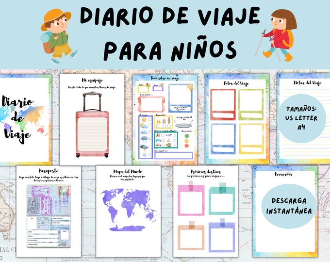 Diario de Viaje para Niños, Cuaderno Actividades Vacaciones, Ed ...