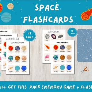 Space Memory Game and Printable Matching Cards. Space Flash Cards ...