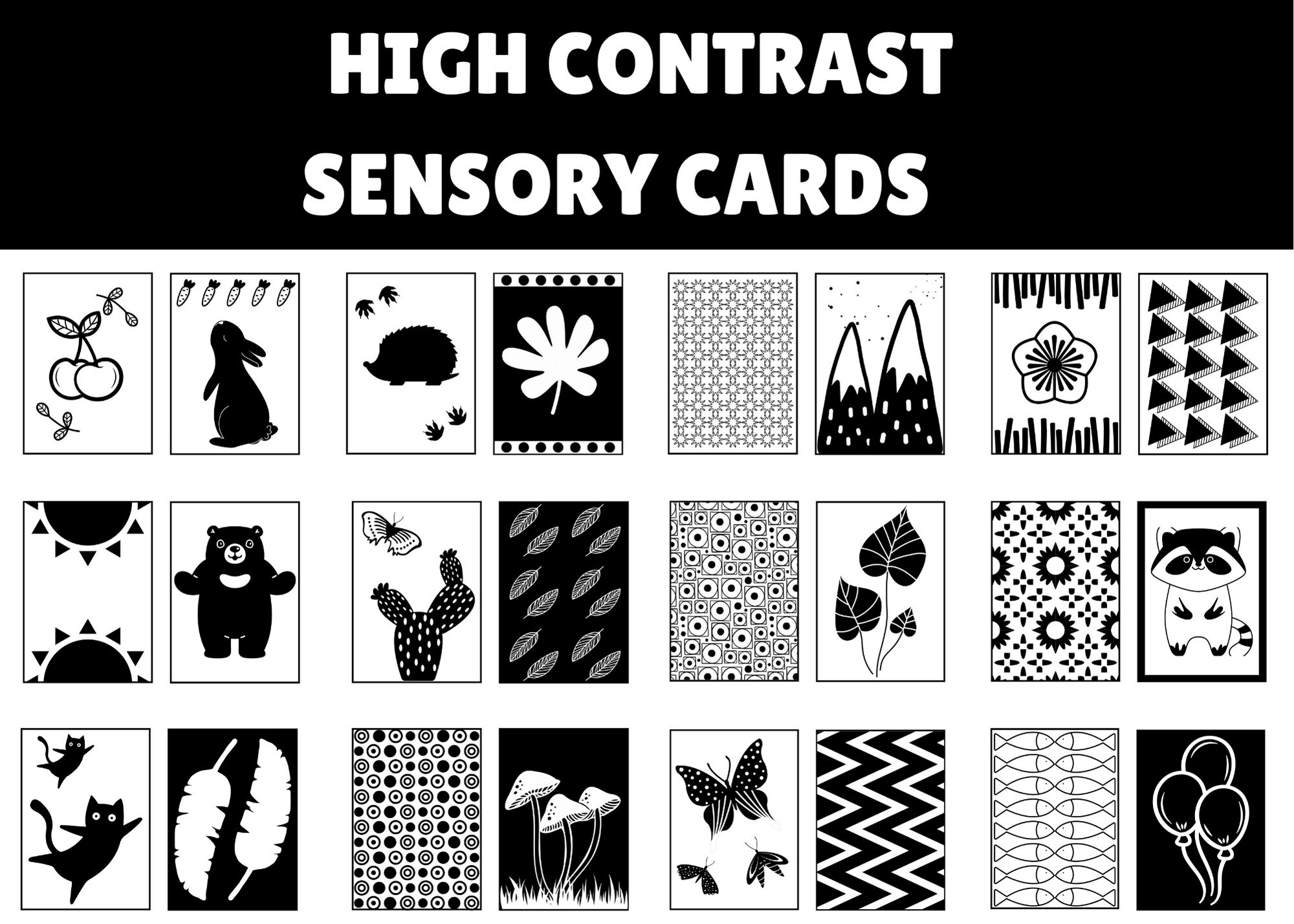 104 High Contrast Cards for Visual Stimulation for Babies. Visual ...