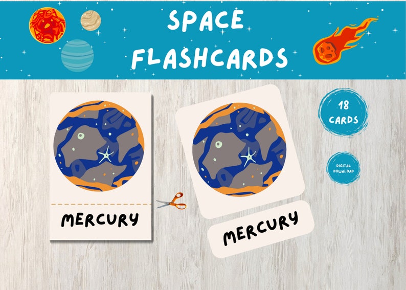 Space Memory Game and Printable Matching Cards. Space Flash Cards ...
