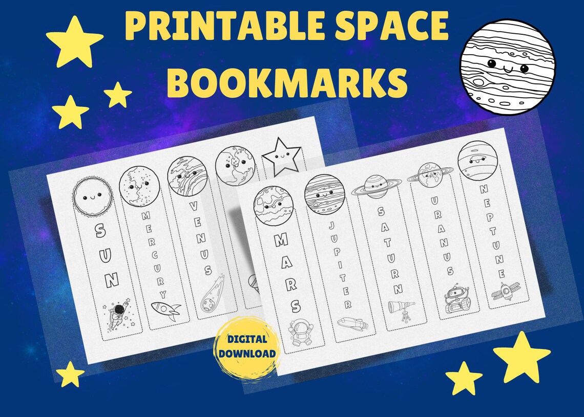 10 Printable Space Bookmarks. Space Coloring Bookmarks. Space ...