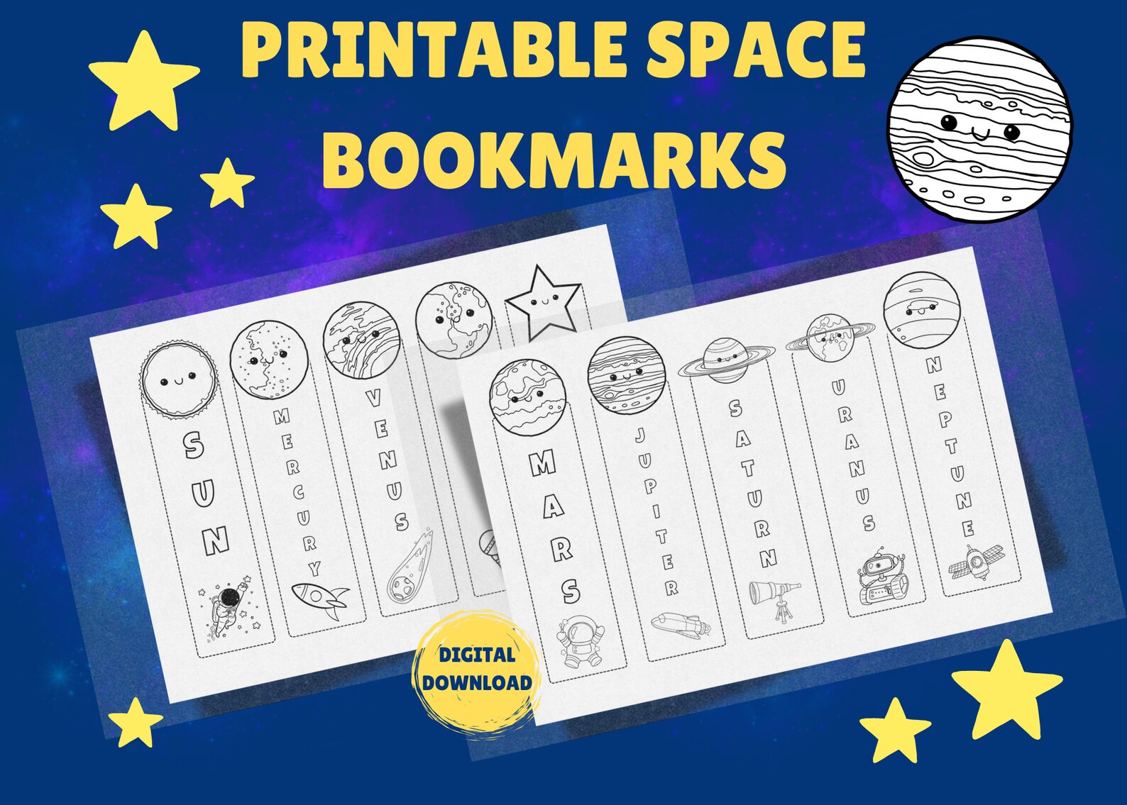 10 Printable Space Bookmarks. Space Coloring Bookmarks. Space ...