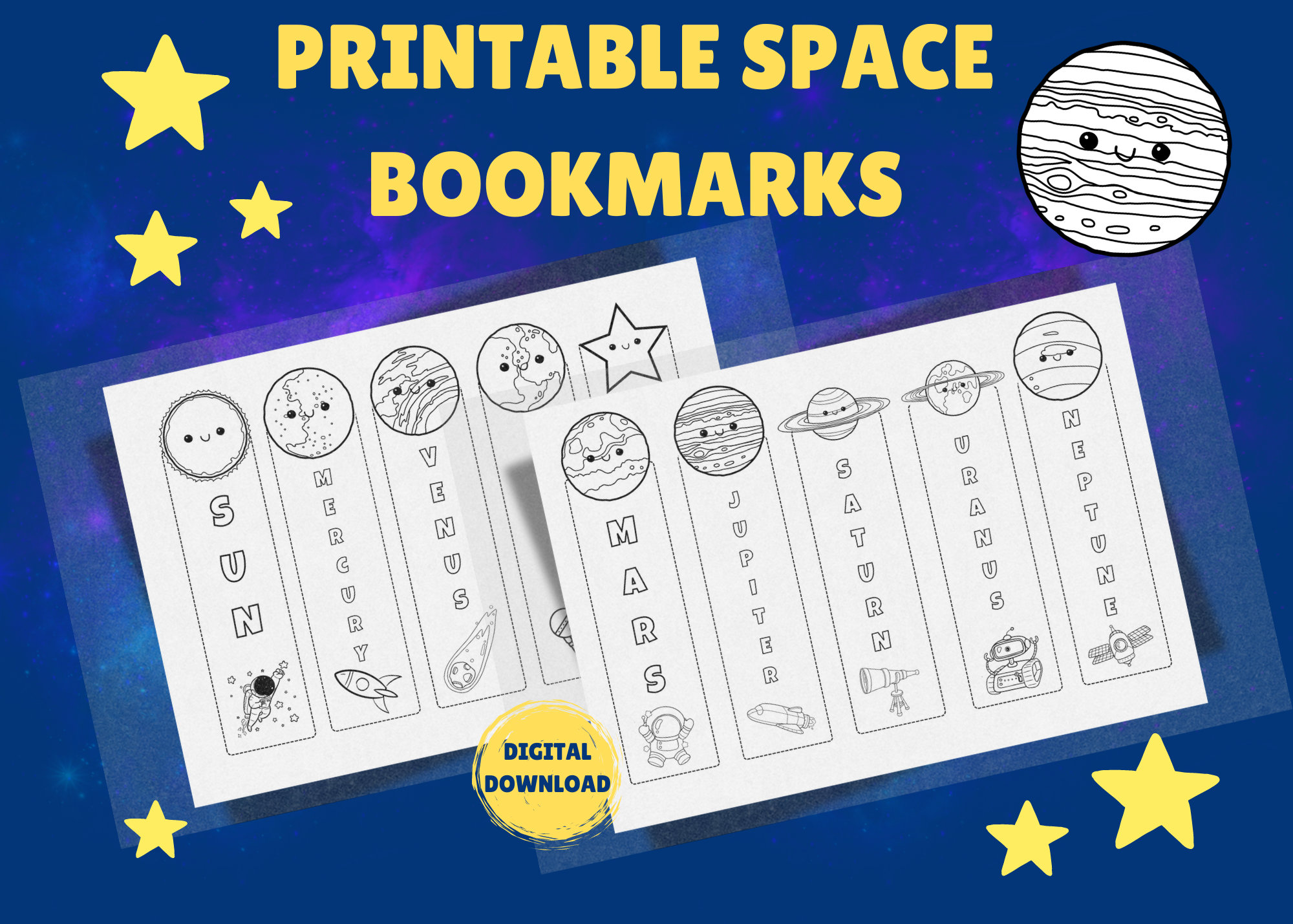 10 Printable Space Bookmarks. Space Coloring Bookmarks. Space ...