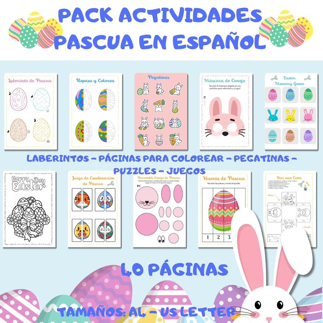 Easter Activity Pack for Kids in Spanish. Easter Printables for Kids ...