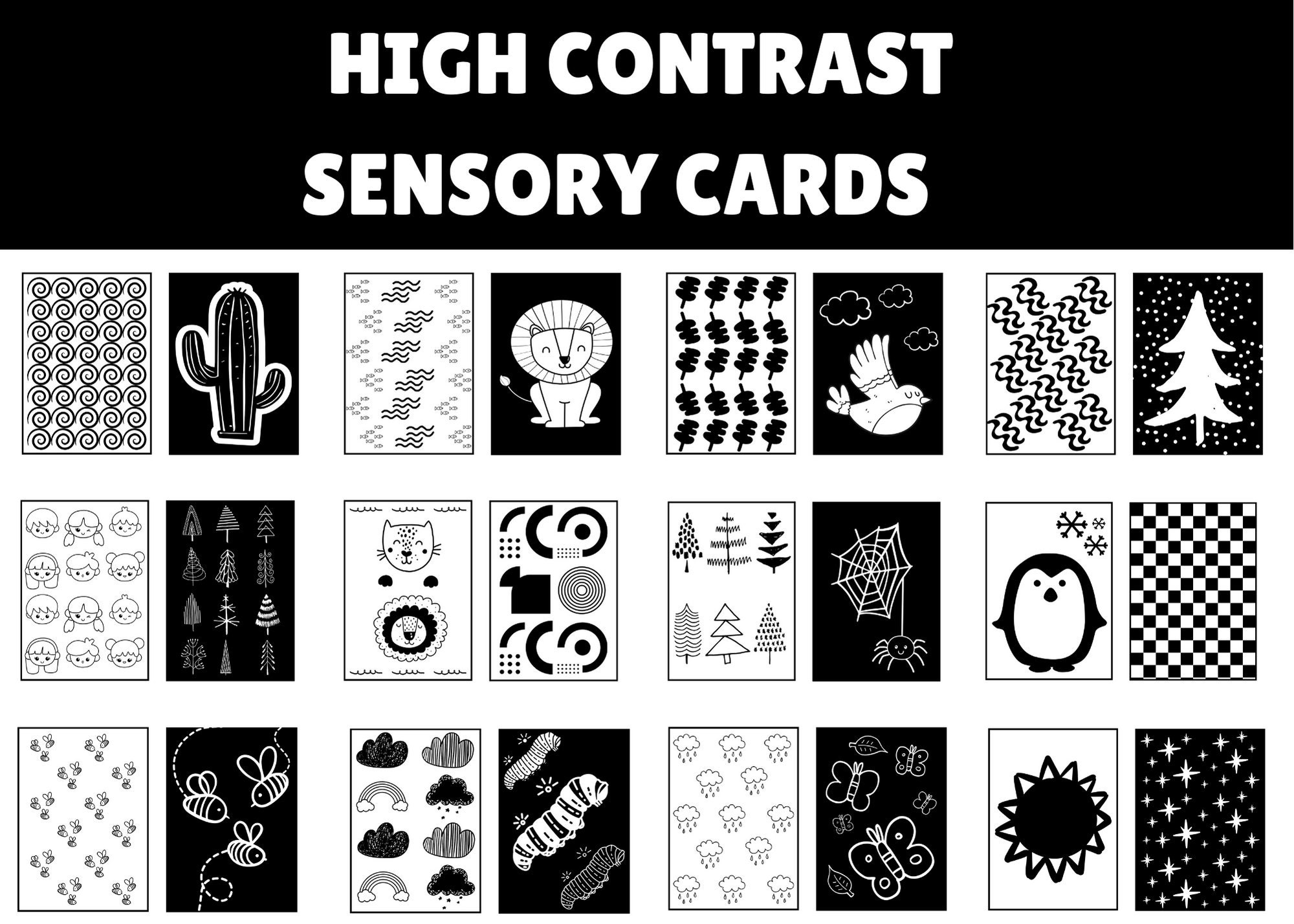 104 High Contrast Cards for Visual Stimulation for Babies. Visual ...
