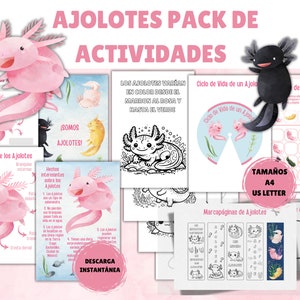 Axolotl Activities Pack in Spanish. Axolotl Mini Study in Spanish ...