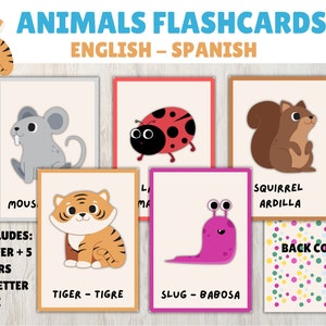 108 Animal Flashcards in Spanish and English. Animal Flashcards ...
