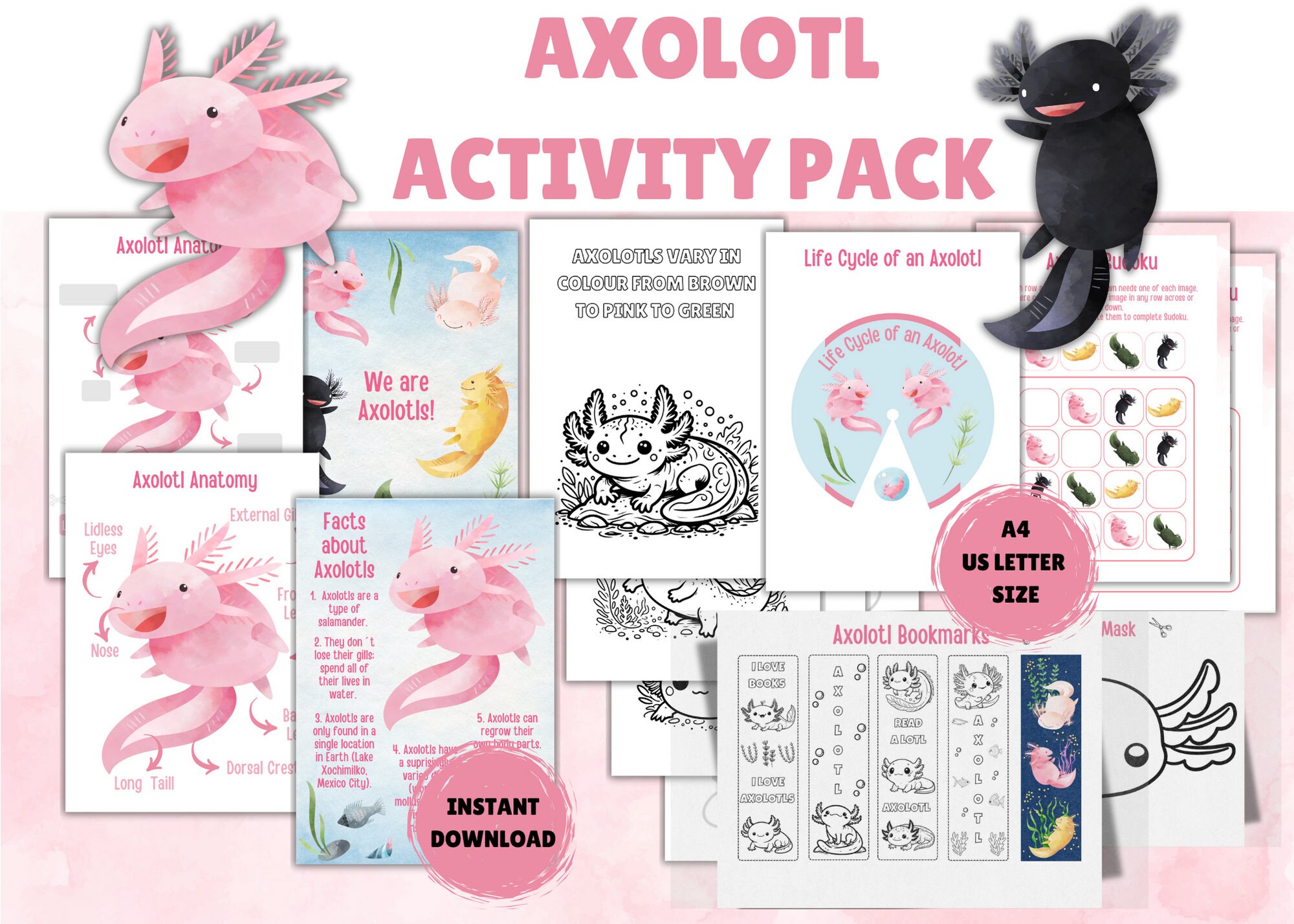 Axolotl Activities Pack. Axolotl Mini Studio. Axolotl Printables ...