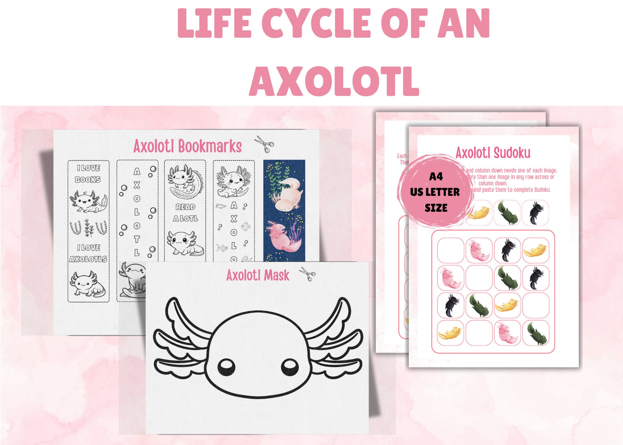 Axolotl Activities Pack. Axolotl Mini Studio. Axolotl Printables ...
