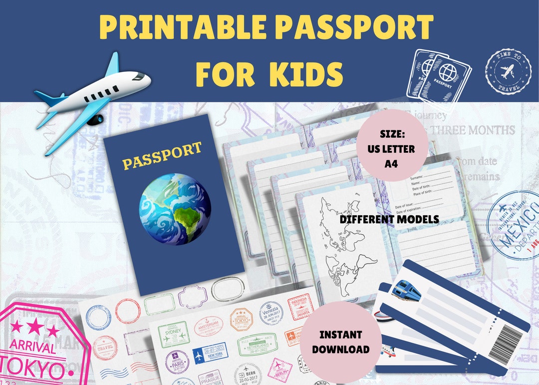 Printable Passport for Kids in English. Travel Journal for Kids ...