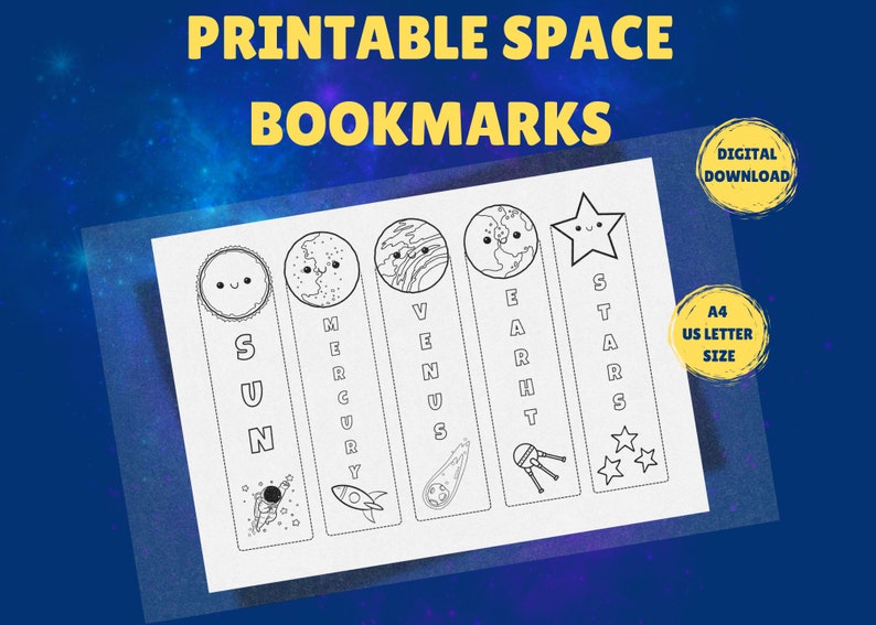 10 Printable Space Bookmarks. Space Coloring Bookmarks. Space ...