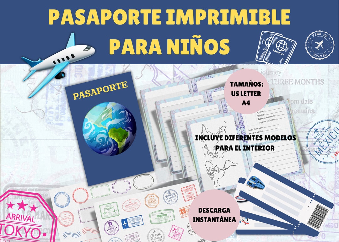 Printable Passport for Kids in Spanish. Travel Journal for Kids ...