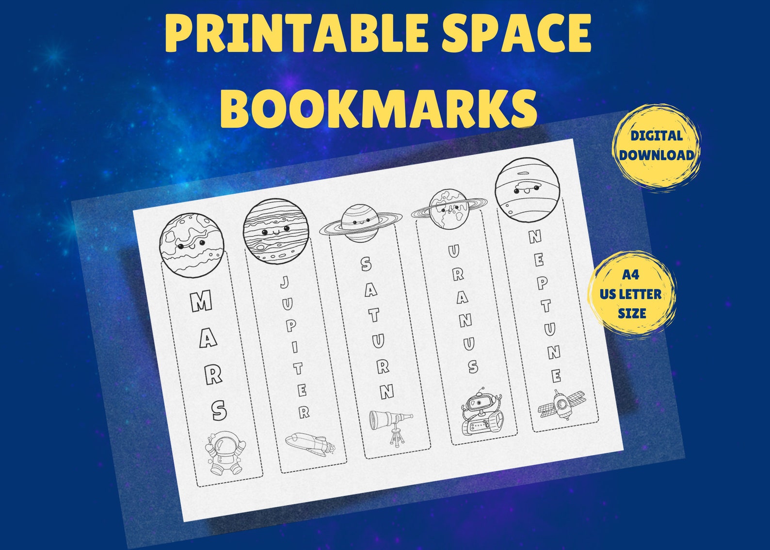 10 Printable Space Bookmarks. Space Coloring Bookmarks. Space ...