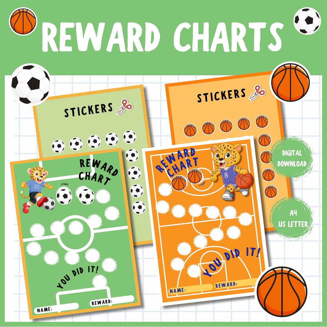 Sports Reward Charts for Kids (soccer and Basketball). Printable for ...