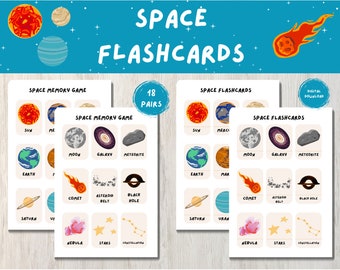 Space Memory Game and Printable Matching Cards. Space Flash Cards ...