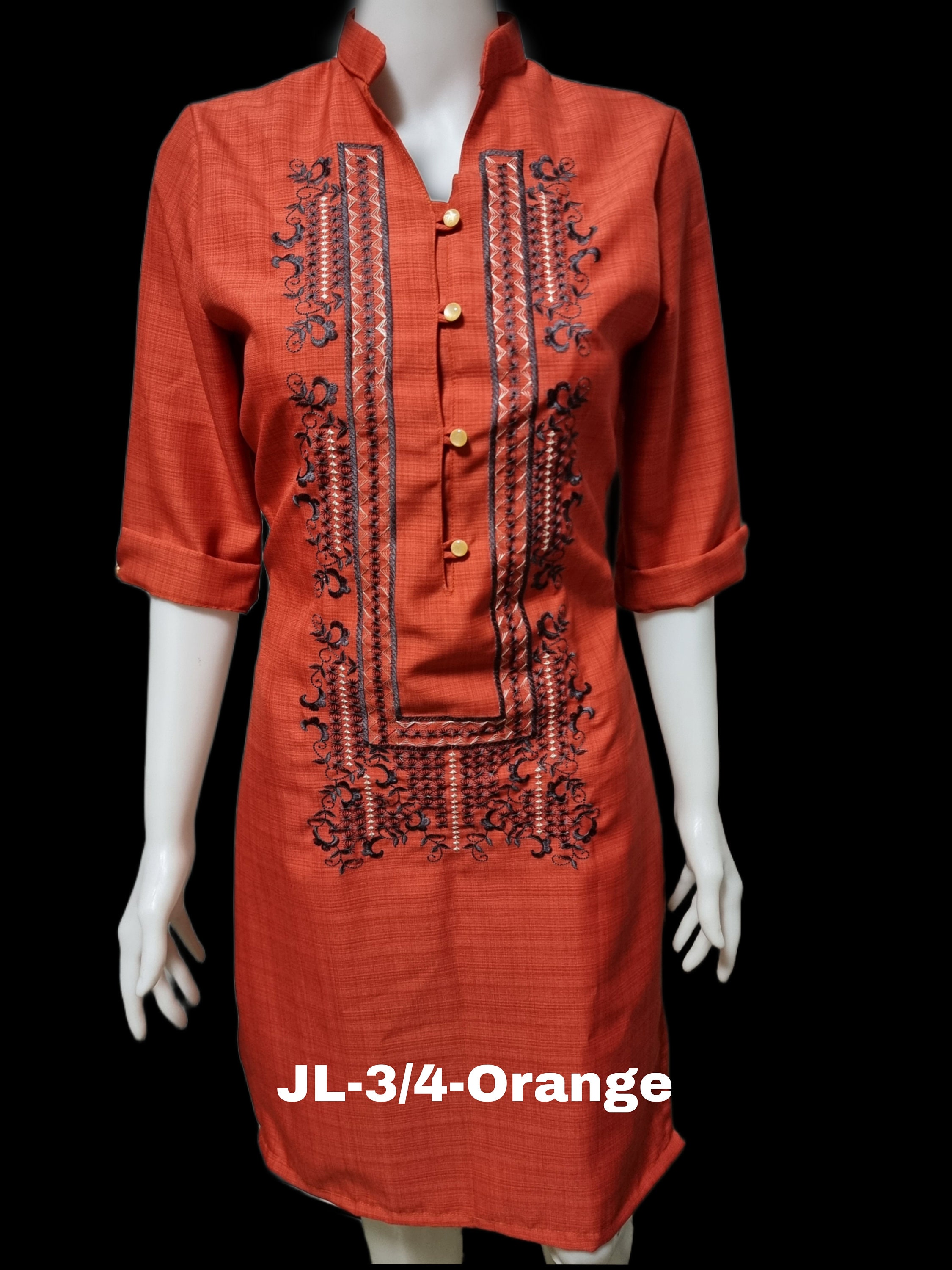 Women's Barong Dress Embroidery 3/4 Sleeve (5 Colors) - Etsy