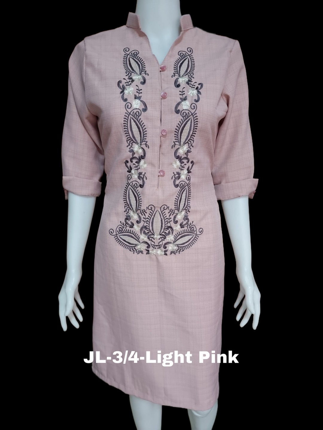 Women's Barong Dress Embroidery 3/4 Sleeve (5 Colors) - Etsy