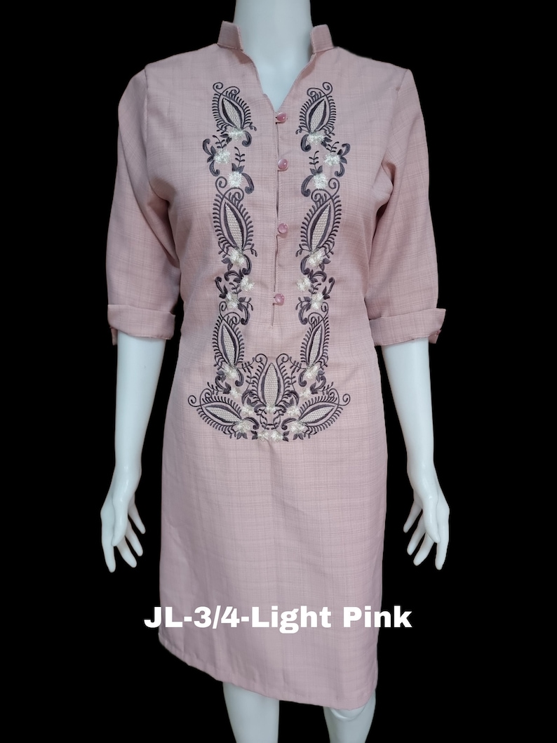 Women's Barong Dress Embroidery 3/4 Sleeve (5 Colors) - Etsy