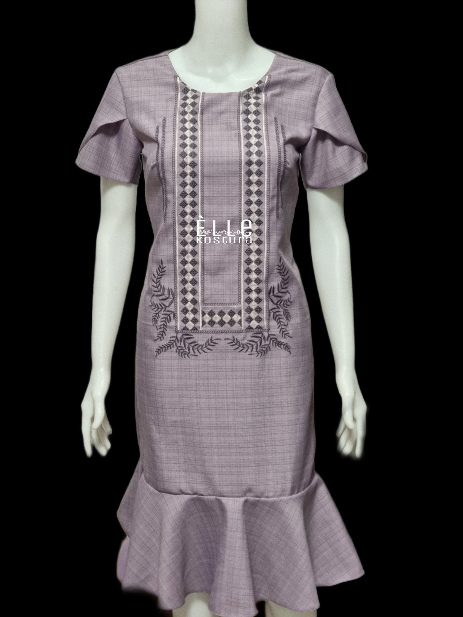 Women's Barong Dress Embroidery Petal Sleeve (7 Colors - Etsy